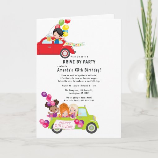 Fun Drive By Birthday Party Invitation | Zazzle