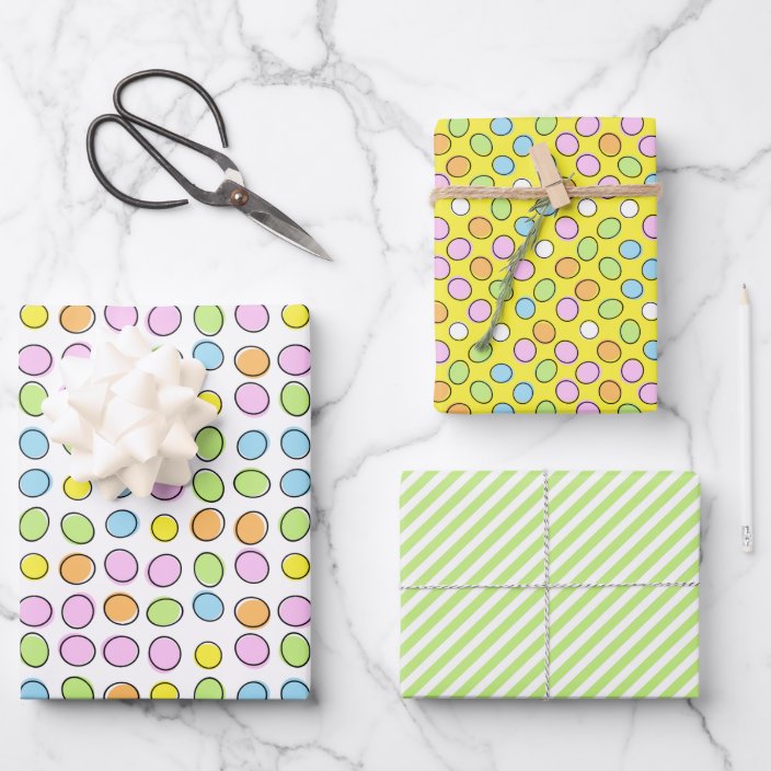 Fun Easter Eggs White Green Striped Pattern Wrapping Paper Sheets ...