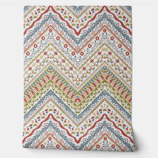 Fun Elegant Bohemian Floral Zigzag Art Pattern Wallpaper | Zazzle