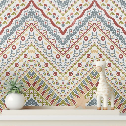 Fun Elegant Bohemian Floral Zigzag Art Pattern Wallpaper | Zazzle