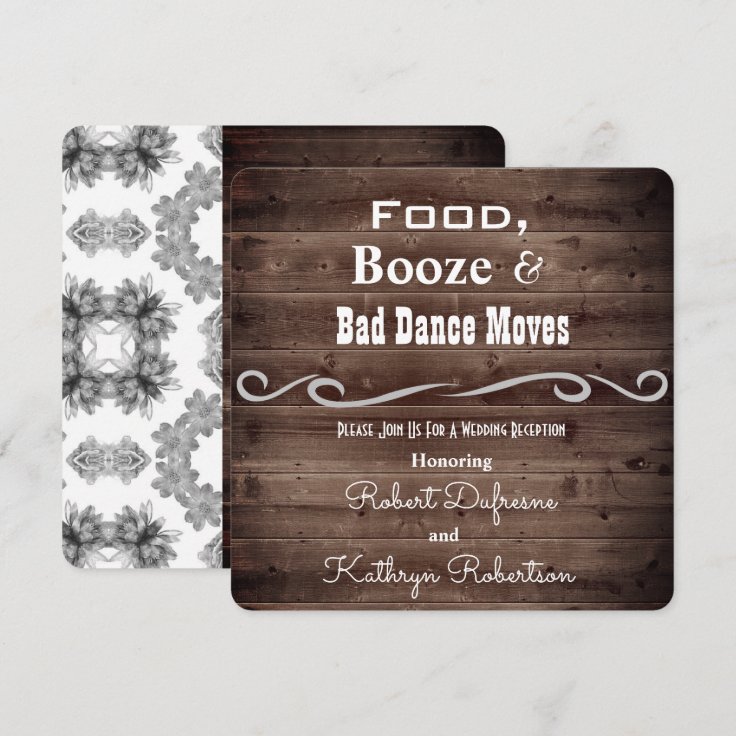 Fun, Elegant & Rustic Wedding Reception Invitation | Zazzle