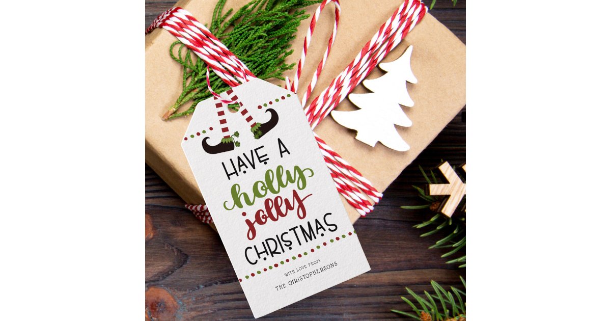 Fun Elf Legs Holly Jolly Christmas Gift Tags | Zazzle