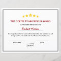Fun Employee Award Certificate - Office Barista | Zazzle