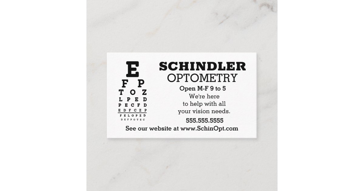 Fun Eyechart Optician Business Card | Zazzle