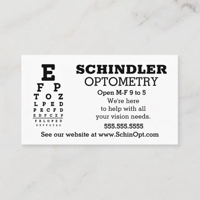 Fun Eyechart Optician Business Card | Zazzle