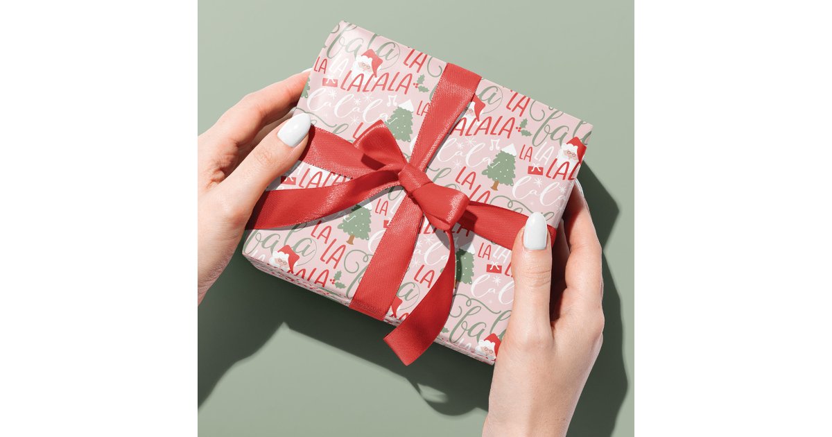 Fun Fa La La Christmas Carol Script Santa Claus Wrapping Paper | Zazzle