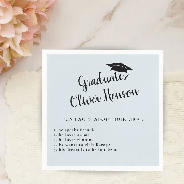 Fun Fact about Graduate Simple Graduation Party Na Napkins | Zazzle