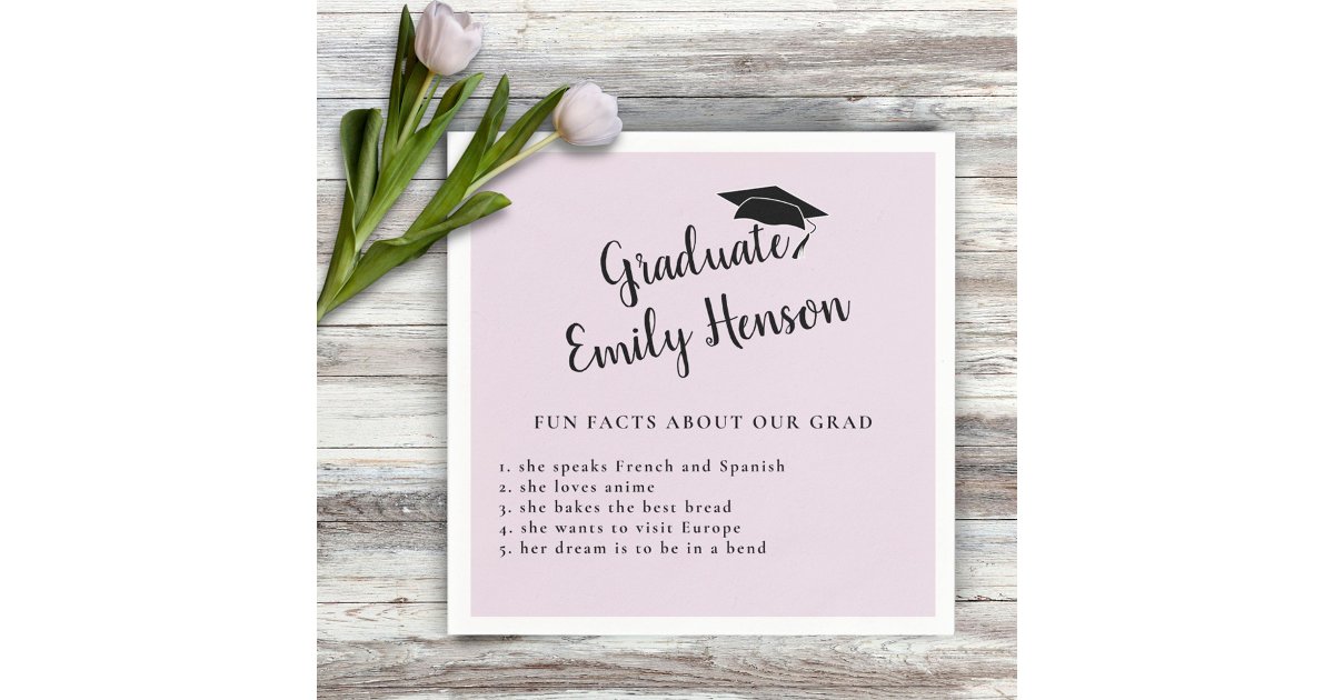 Fun Fact about Graduate Simple Graduation Party Napkins | Zazzle