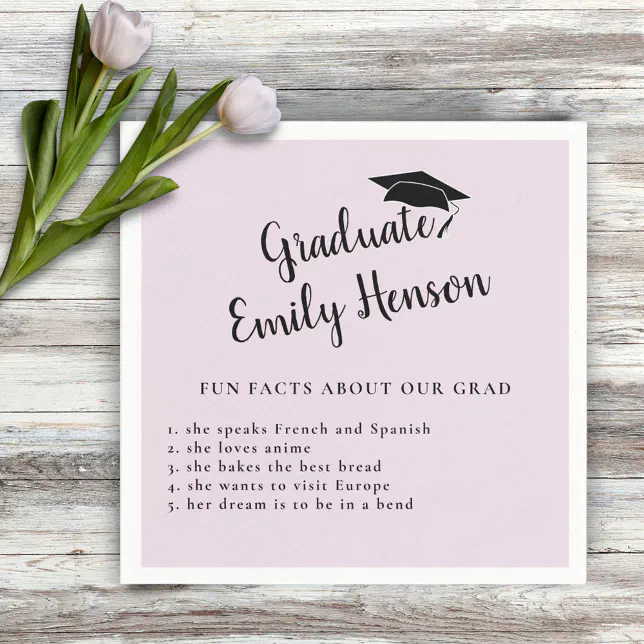 Fun Fact about Graduate Simple Graduation Party Napkins | Zazzle