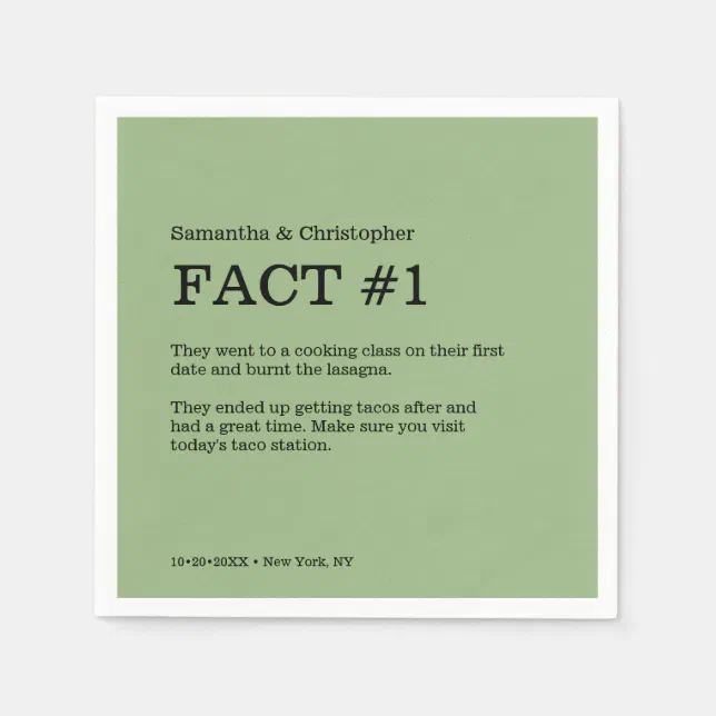 Fun Fact Green Wedding Customizable Napkins | Zazzle