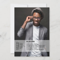 Fun facts 2 photo graduation announcement invite | Zazzle