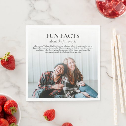 Fun Facts About the Couple Engagement or Wedding Napkins | Zazzle