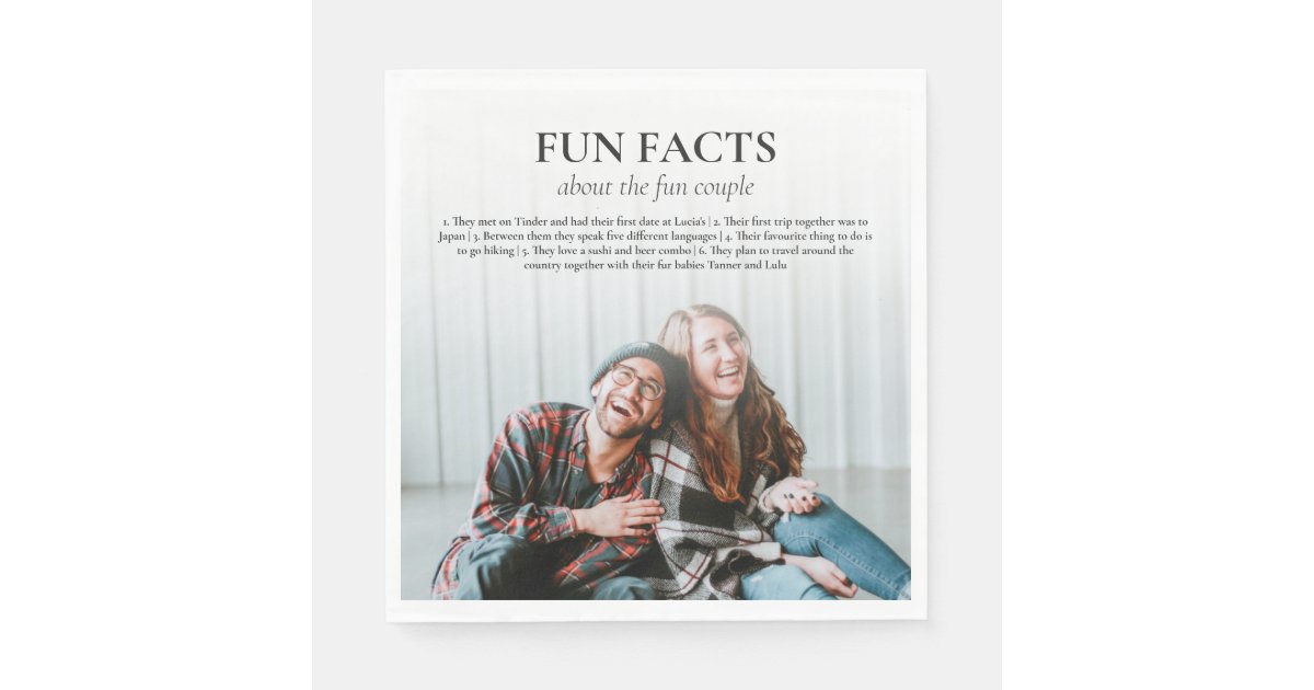 Fun Facts About the Couple Engagement or Wedding Napkins | Zazzle