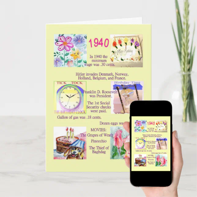 Fun Facts about the past year 1940 Card | Zazzle