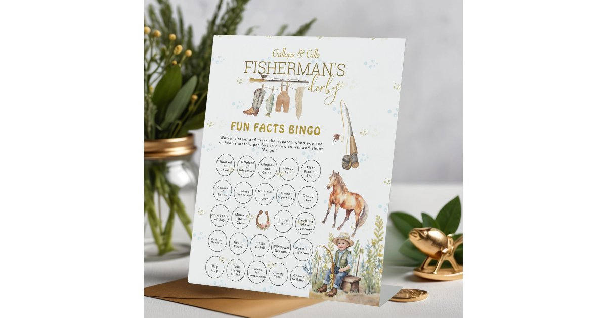 Fun Facts Bingo Sign Fisherman’s Derby Baby Shower | Zazzle