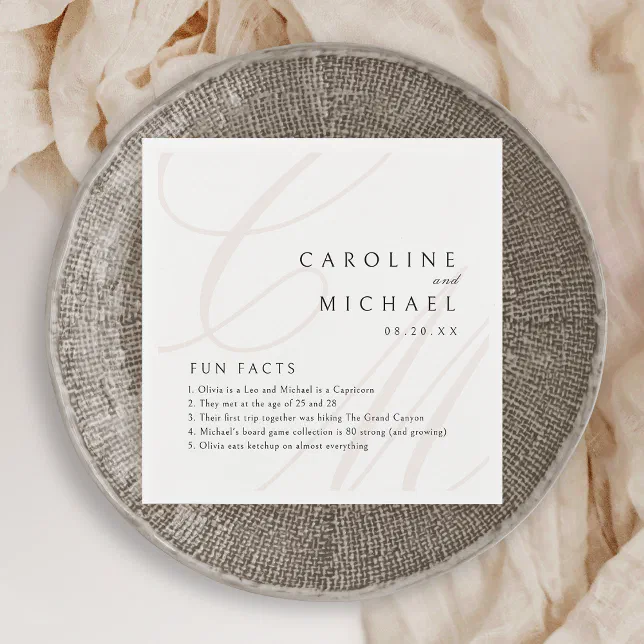 Fun Facts Classic Elegance calligraphy monogram Napkins | Zazzle