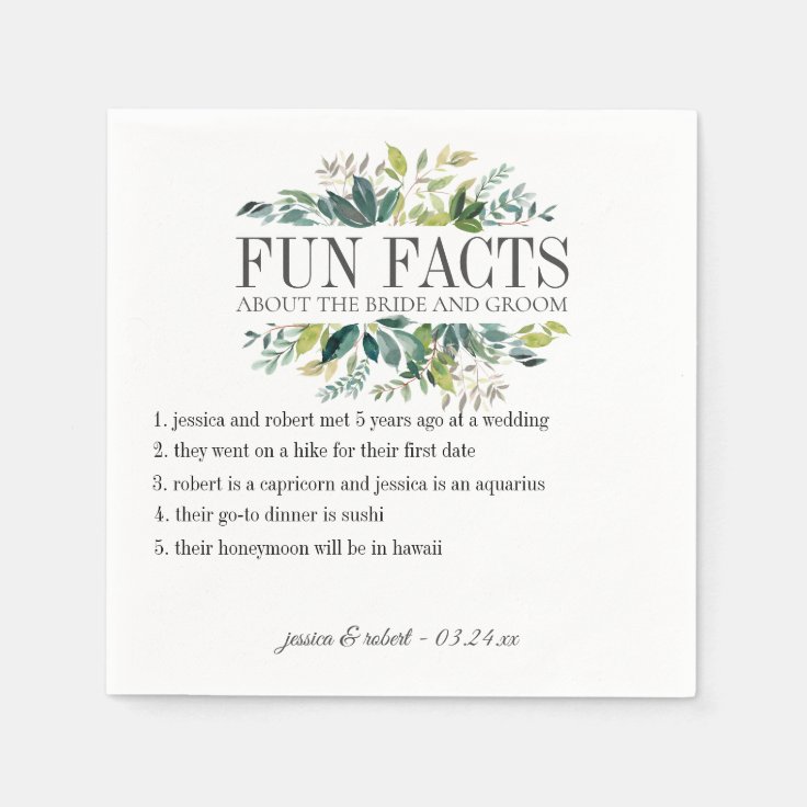 Fun Facts Garden Greenery Personalized Napkins | Zazzle