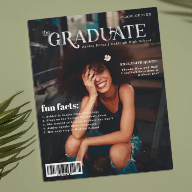 Fun Facts | Graduate Magazine Cover Photo Announcement Postcard | Zazzle