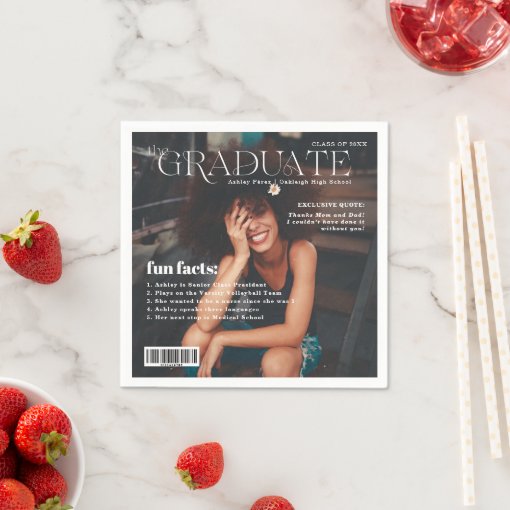 Fun Facts | Graduate Magazine Cover Photo Napkin | Zazzle