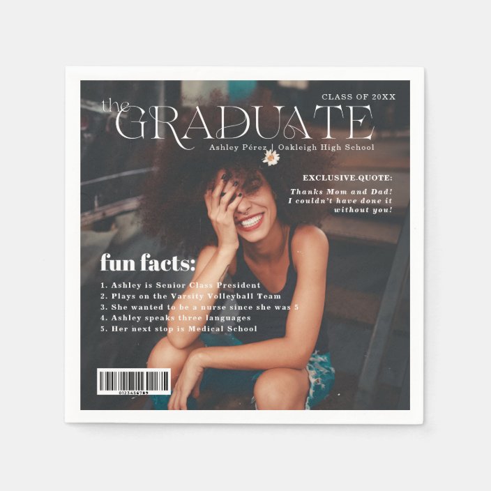 Fun Facts | Graduate Magazine Cover Photo Napkin | Zazzle.com