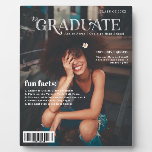 Fun Facts | Graduate Magazine Cover Photo Plaque | Zazzle