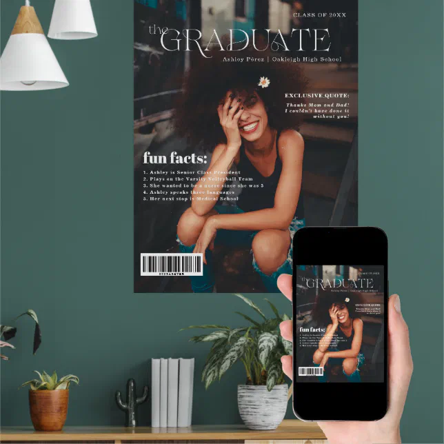 Fun Facts | Graduate Magazine Cover Photo Poster | Zazzle
