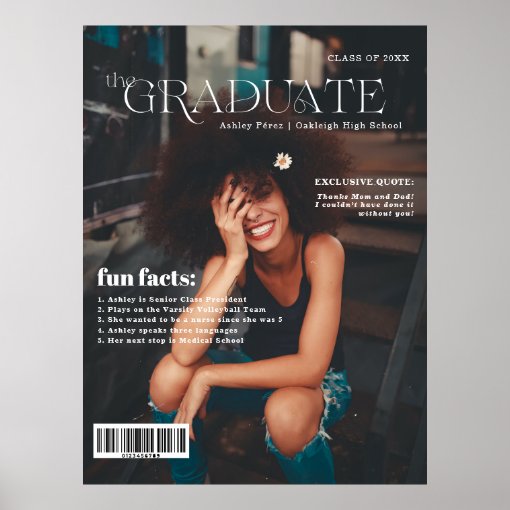 Fun Facts | Graduate Magazine Cover Photo Poster | Zazzle