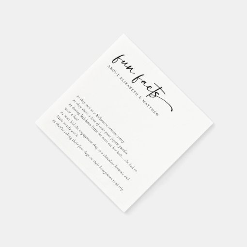 Fun Facts Minimalist Script Wedding Napkins | Zazzle