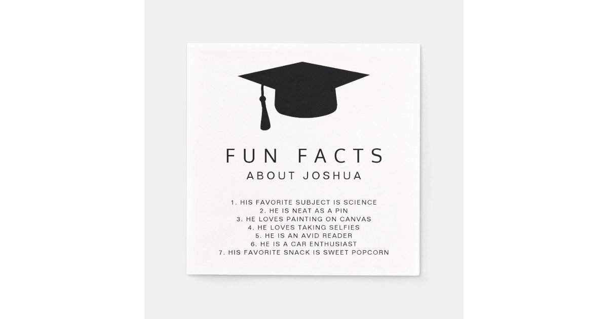 Fun Facts Mortar Board Simple Graduation Napkins | Zazzle