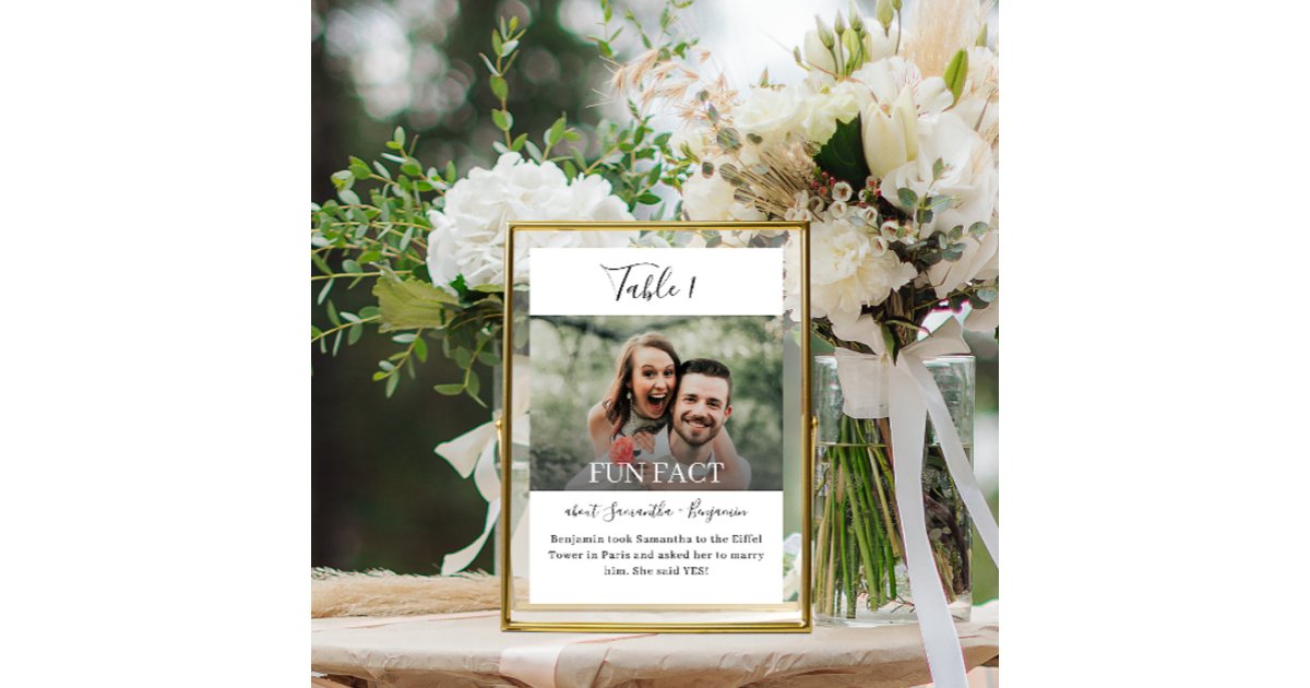 Fun Facts Photo Wedding Reception Table Numbers | Zazzle