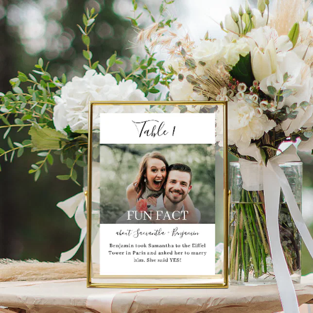 Fun Facts Photo Wedding Reception Table Numbers | Zazzle