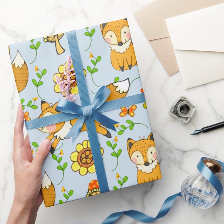 Fun Fall Fox Gift Wrapping Paper | Zazzle