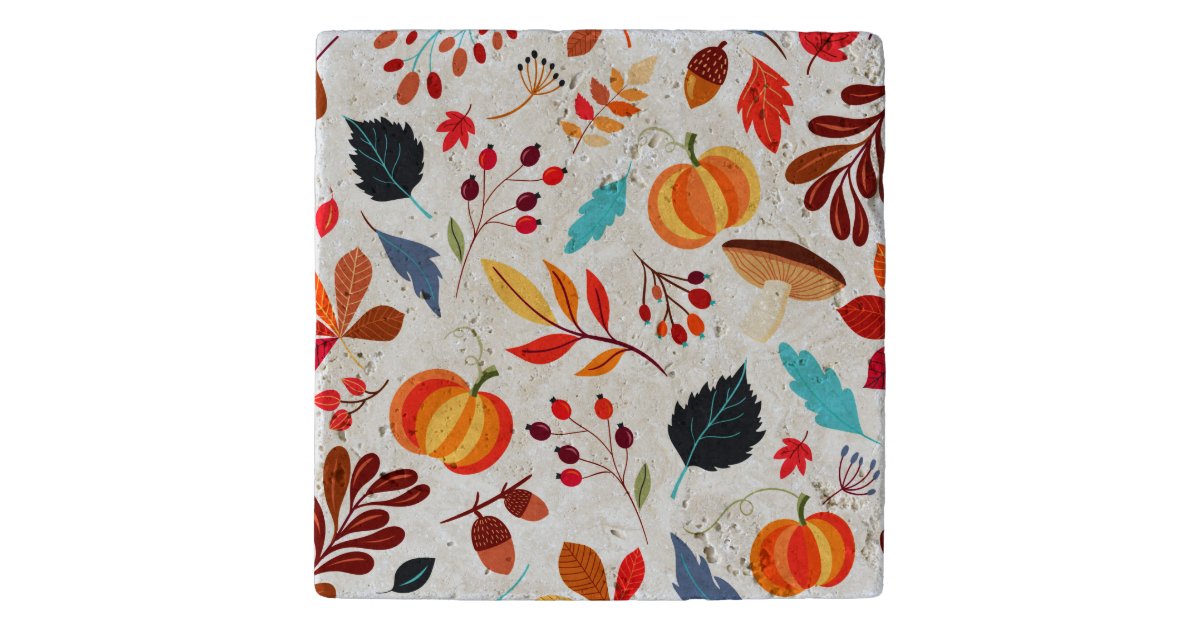 Fun fall harvest pattern trivet | Zazzle