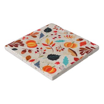 Fun fall harvest pattern trivet | Zazzle