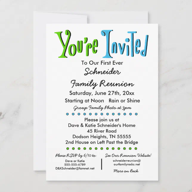 Fun Family Reunion Party or Event Invitation | Zazzle