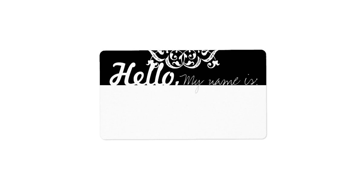 Fun Fancy Party Name Tags - Black & White Flourish | Zazzle