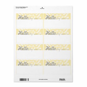 Fun Fancy Party Name Tags - Yellow & Grey | Zazzle