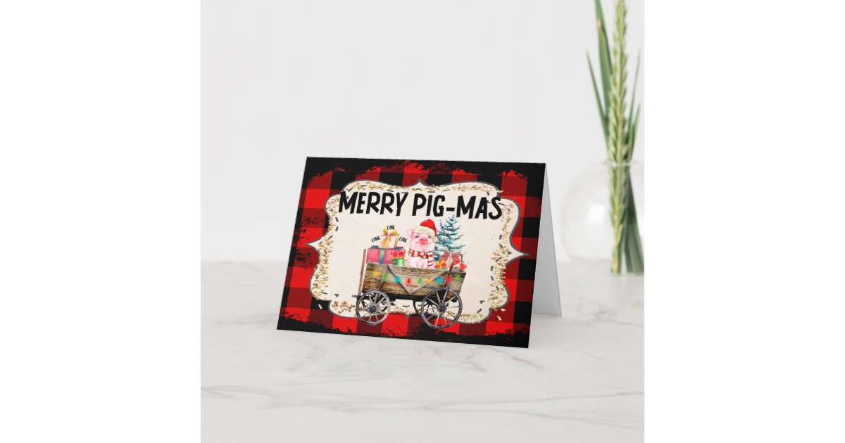 Fun Farm Pig Merry Christmas Card | Zazzle