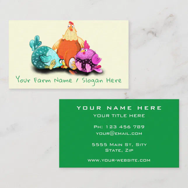 Fun Farm with Happy Chickens - Professional Farmer Business Card | Zazzle