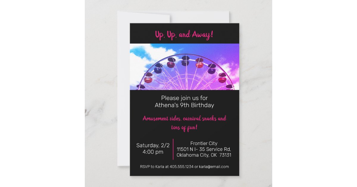 Fun Ferris Wheel Amusement Park Party Invitation | Zazzle