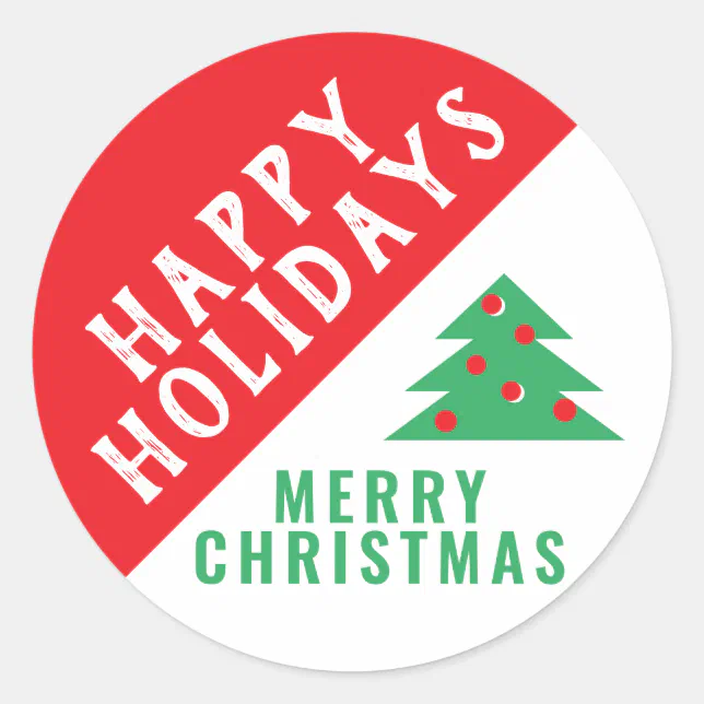 Fun Festive Red Green Merry Christmas Tree Holiday Classic Round ...