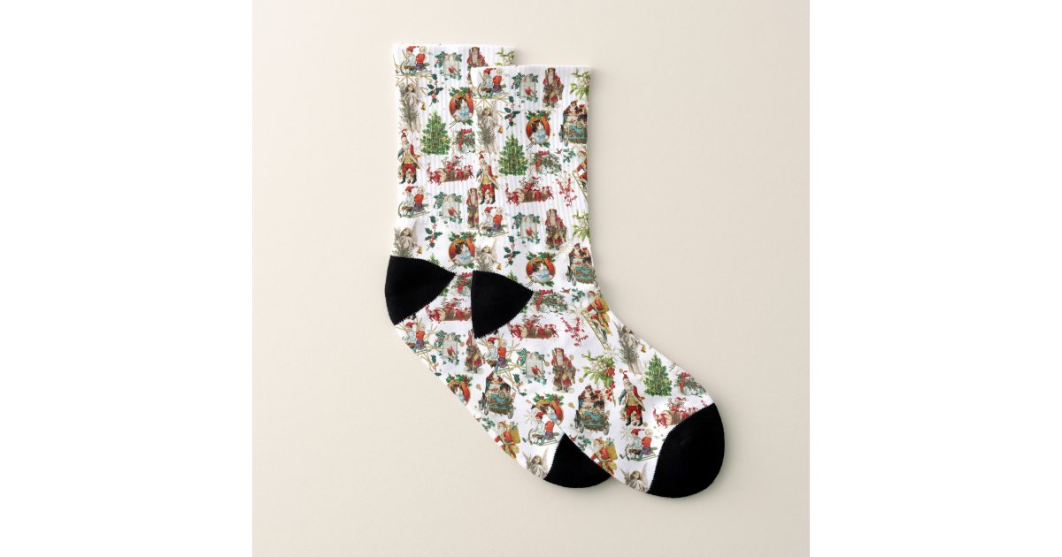 Fun Festive Vintage Retro Christmas Socks | Zazzle
