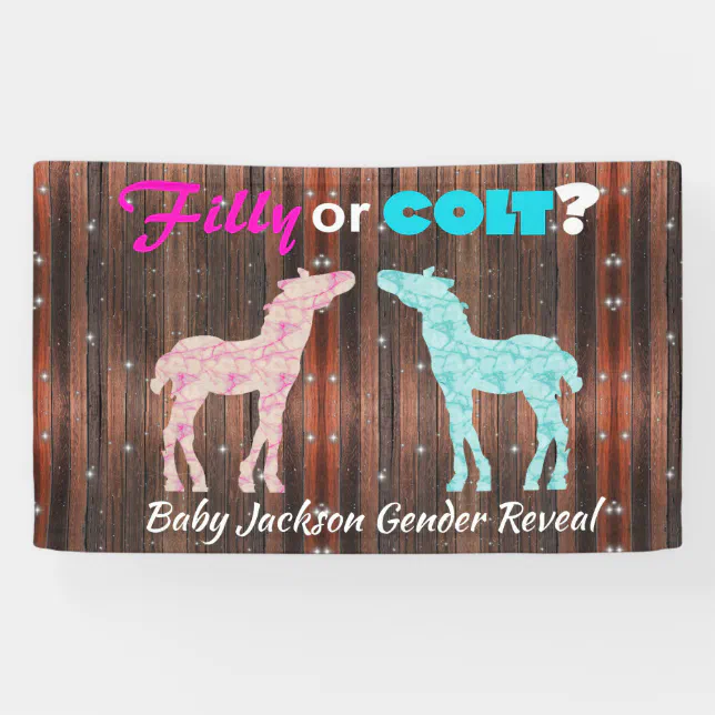 Fun "Filly or Colt" Gender Reveal Banner | Zazzle