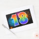 Fun Fireworks + Rainbow Pattern "18" Event Number Rectangular Sticker ...