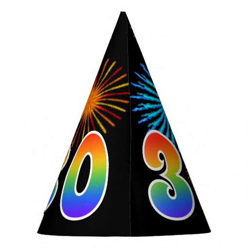 Fun Fireworks + Rainbow Pattern "30" Birthday # Party Hat | Zazzle