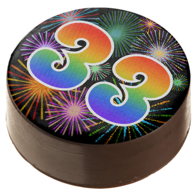 Fun Fireworks, Rainbow Pattern "33" Event # Chocolate Covered Oreo | Zazzle