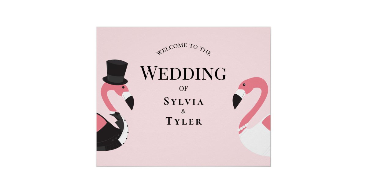 Fun Flamingo Wedding Welcome Poster | Zazzle