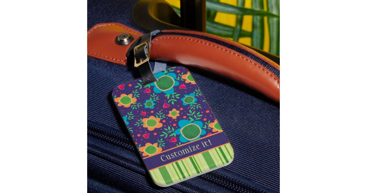 Fun Flower Custom Pattern Name Inspirivity Luggage Tag | Zazzle
