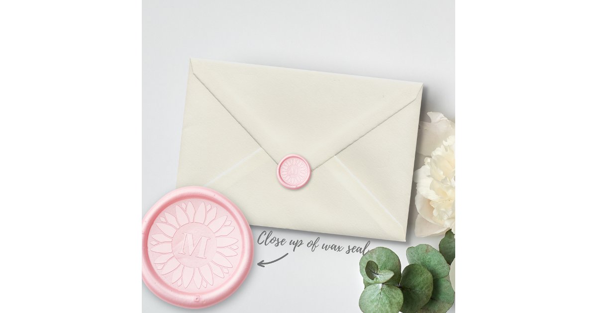 Fun Flower Simple Monogram Initial Custom Floral Wax Seal Sticker | Zazzle