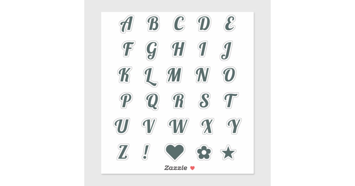 Fun Forest Green Alphabet Initial Monogram Letters Sticker | Zazzle